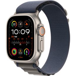 Smartwatch Apple "Watch Ultra 2 GPS 49 mm + Cellular Titanium Small" Smartwatches blau (titanium, blue alpine) Fitness-Tracker