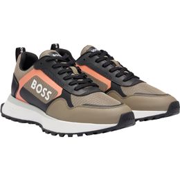 BOSS Sneaker "Jonah Runn", Schnürung, Leder-Optik, für Herren, grün, 46