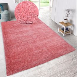 Hochflor-Teppich Home Affaire "Malin" Teppiche Gr. B/L: 280 cm x 380 cm, 43 mm, 1 St., rosa Esszimmerteppiche Shaggy in Uni-Farben, einfarbig, leicht glänzend, besonders weich