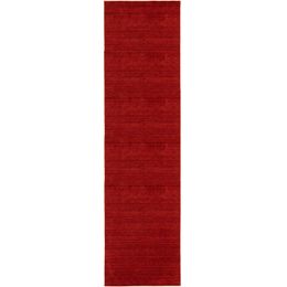 Läufer morgenland "GABBEH FEIN UNI" Teppiche Gr. B/L: 80 cm x 300 cm, 18 mm, 1 St., rot Teppichläufer