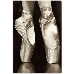 Wandbild Artland "Balletschuhe II" Bilder Gr. B/H: 80 cm x 120 cm, Leinwandbild Sport Hochformat, 1 St., schwarz Kunstdrucke