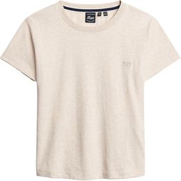 Superdry. T-Shirt, Logo-Stickerei, Baumwolle, für Damen, beige, 40