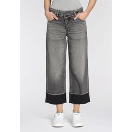 Weite Jeans Herrlicher "Mäze Organic Denim Brushed" Gr. 26, N-Gr, grau (grey agate) Damen Jeans Weite