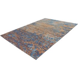 Teppich Calo-deluxe "Ophir 987" Teppiche Gr. B/L: 155 cm x 230 cm, 8 mm, 1 St., blau (blau, beige) Baumwollteppiche
