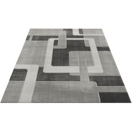 Teppich Home Affaire "Anesa" Teppiche Gr. B/L: 120 cm x 180 cm, 12 mm, 1 St., grau Esszimmerteppiche mit handgearbeitetem Konturenschnitt, flach, Kurzflor, elegant