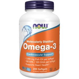 Now Foods, Omega-3 Fischölkonzentrat, 200 Softgels, molekular destilliert [74,50 EUR pro kg]