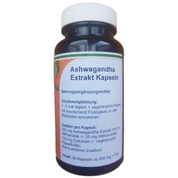 Ashwagandha Extrakt, 500mg, 90 Kapseln - KEINE ZUSÄTZE [268,52 EUR pro kg]