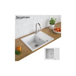 Bergström Spüle Küchenspüle Einbauspüle Spülbecken+Drehexcenter+Siphon Weiß