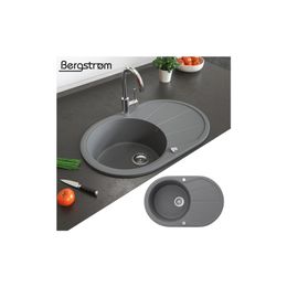 Bergström Granit Spüle Küchenspüle Einbauspüle Spülbecken+Drehexcenter+Siphon Grau