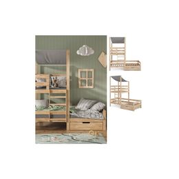 VICCO VitaliSpa Spielturmbett Kinderbett Spielbett Tom Natur modern 204x218 cm Massivholz Kinderzimmer Lattenrost Bettleiter Bett Schublade Abenteuerbett Kletterbett