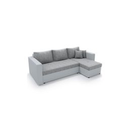 VICCO Ecksofa mit Schlaffunktion Sofa Couch Schlafsofa Bettfunktion Taschenfederkern Weiß/Grau