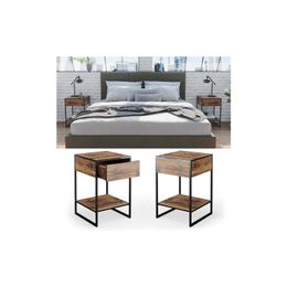 VICCO Nachttisch Nachtkommode Nachtschrank Fyrk 2er Set Boxspringbett Schublade
