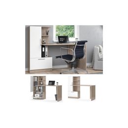 VICCO Arbeitstisch Schreibtisch Bürotisch Tomy Sonoma Weiß 150x120 modern Computertisch PC-Tisch Arbeitszimmer Homeoffice Büromöbel Computermöbel Schrankschublade Schranktür Regalanbau