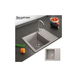 Bergström Granit Spüle Küchenspüle Einbauspüle Spülbecken+Drehexcenter+Siphon Beige