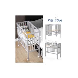 Vitalispa Beistellbett SOPHIE Grau Babybett Stillbett Stubenbett Nestchen Boxspringbett 2 Seitenteile