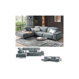 Vitalispa Ecksofa Loungesofa Boxspringsofa James Grau Relaxfunktion 218x86 cm modern Wohnzimmer Sofa Wohnzimmercouch Loungeecke Polstereckcouch Taschenfederkern USB-Anschluss Fußteil ausfahrbar