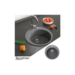 Bergström Granit Spüle Küchenspüle Einbauspüle Spülbecken+Drehexcenter+Siphon Grau