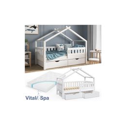 Vitalispa Design Kinderbett 160x80 Babybett Jugendbett 2 Schubladen Lattenrost Matratze