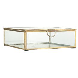 IB Laursen Quadratische Glasbox mit Deckel, 21,5 x 21,5 x 7,3 cm, gold