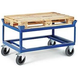 ROLLCART Paletten-Fahrgestell, mit verschweißter erhöhter Ladefläche, Elastik-Vollgummireifen, 1230 x 830 mm