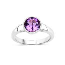 Vira Jewels Fingerring 925-Sterling Silber rhodiniert Glänzend Amethyst lila, weiß