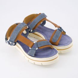 TK Maxx Blau-braune flache Sandalen aus Leder