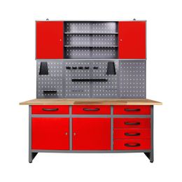 ONDIS24 Werkstatt Set Karsten 160 cm 1 Schrank rot