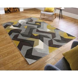 Teppich FLAIR RUGS "AURORA" Teppiche Gr. B/L: 160 cm x 230 cm, 11 mm, 1 St., gelb (ocker) Esszimmerteppiche