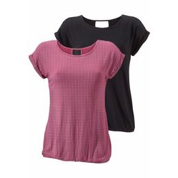 Lascana T-Shirt mehrfarbig Gr. 32/34 für Damen. Mit Rundhals. Nachhaltig.