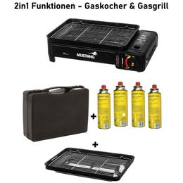 RESCH Gaskocher MUSTANG mobiler Campingkocher Gaskocher &Gasgrill inkl 4 Gaskartuschen