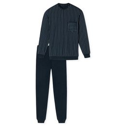 Schiesser Pyjama Comfort Nightwear (2 tlg) langer Herren Schlafanzug mit Bündchen