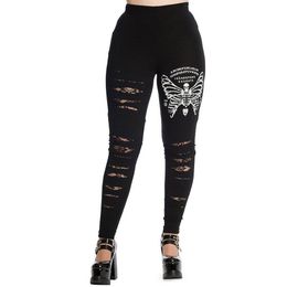 Banned Leggings Skeleton Butterfly Gothic Distressed Spitze