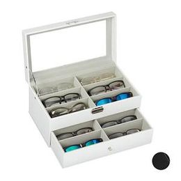 Relaxdays Brillenbox weiß 33,5 x 19,5 x 15,5 cm
