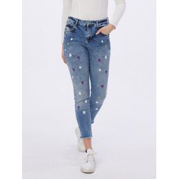 Edwina Eidtmann Slim-fit-Jeans Stretch-Jeans mit allover Stickerei
