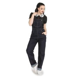 Hell Bunny Latzhose Elly May Denim Dungaree Blau Retro Vintage 50s Rockabilly