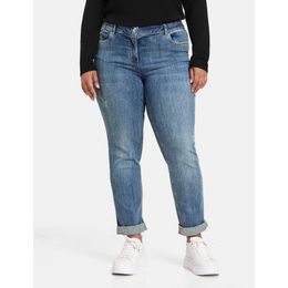 SAMOON Stretch-Jeans 5-Pocket Jeans Betty mit Saumaufschlag