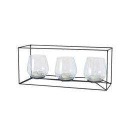 Boltze Windlicht Paolo, Metall schwarz, Glaseinsatz transparent, 15 cm