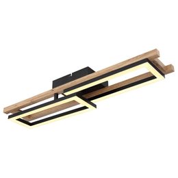 Globo LED-Deckenleuchte Illa, holz/schwarz, 69 cm