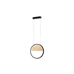 Fabas Luce LED-Pendelleuchte Pierre, schwarz/holz, 40 cm