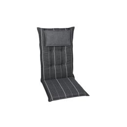GO-DE Garten-Sesselauflage 23524-01 in dunkelgrau mit hellgrauen Streifen, für Hochlehner