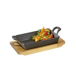 Küchenprofi BBQ Servierpfanne mit Holzbrett, 12,5 x 6 x 21,5 cm