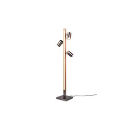 Trio LED-Standleuchte Marley, holz/nickel, 130 cm