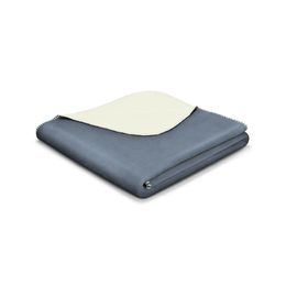 Biederlack Decke Basic Soft, blue/ecru, 150 x 200 cm