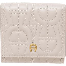 Aigner Brieftasche, Leder, Emblem, Logo-Steppung, für Damen, weiß