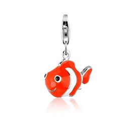 NENALINA Charm-Einhänger Anhänger Fisch Bunt Emaille 925 Silber, silberfarben