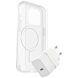 Otterbox KIT EU Hülle + Schutzglas + Ladegerät Set Apple iPhone 15 Pro Transparent, Weiß MagSafe kompatibel