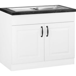 Wiho-Küchen wiho Küchen Spülenschrank Erla 100 cm breit mit Kassettenfront, schwarz|weiß