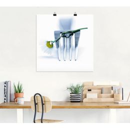 Artland Wandbild Gabel und Blume, Geschirr & Besteck (1 St), als Leinwandbild, Poster in verschied. Größen, weiß