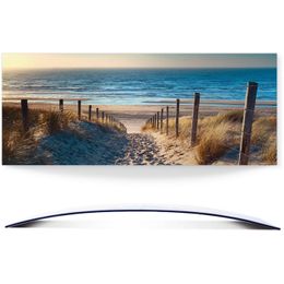 Artland Wandbild Weg zum Nordseestrand Sonnenuntergang, Strand (1 St), 3D Optik gebogen, beige