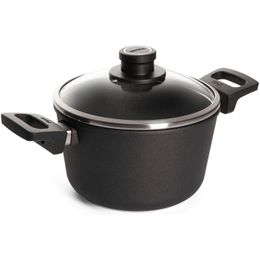 Woll Topf-Set Nowo Titanium, Aluminiumguss (Set, 8-tlg., je 1 Kochtopf 20/24/28 cm, 1 Stielkasserolle 18 cm), Made in Germany, schwarz